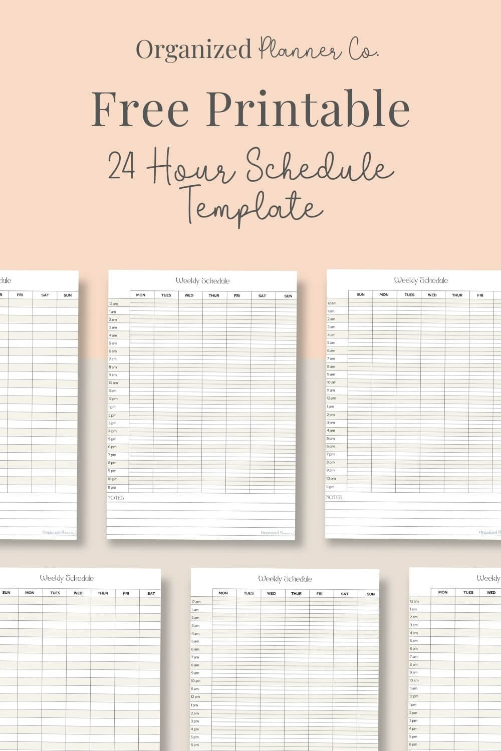 Free Printable 24 Hour Schedule - organizedplannerco.com