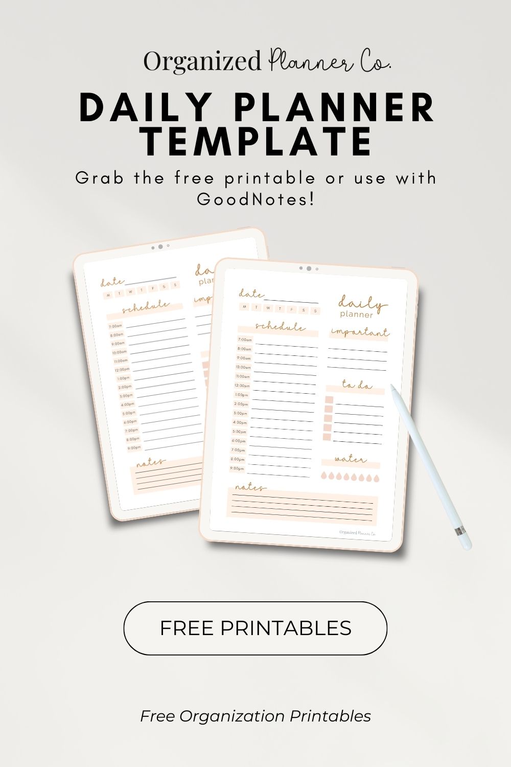 Free Printable Daily Planner Template - organizedplannerco.com
