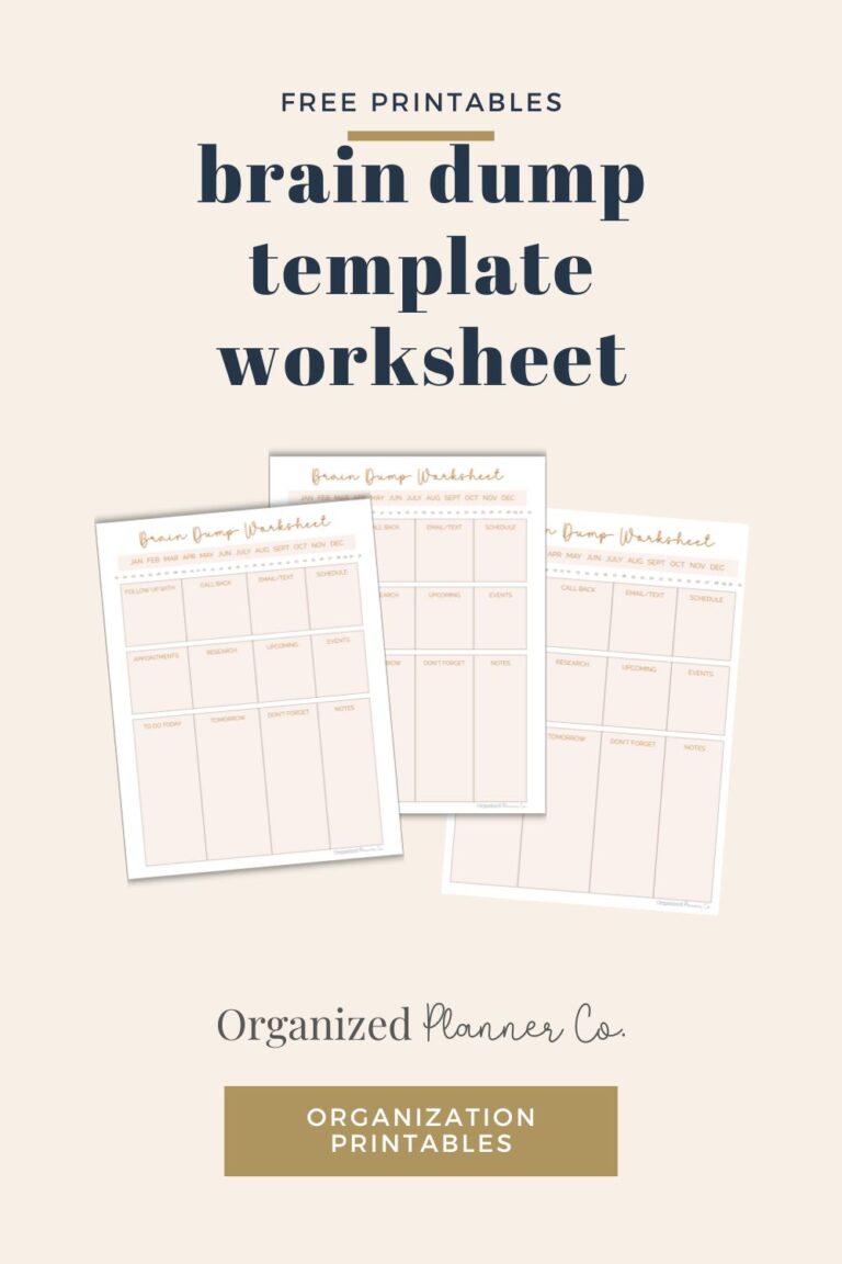 Brain Dump Worksheet (Free Printable) - organizedplannerco.com