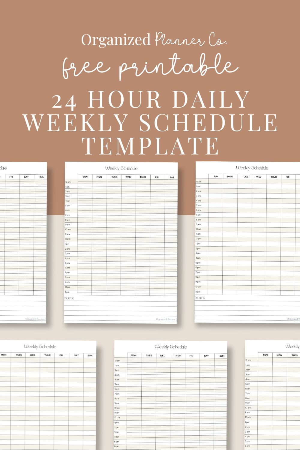 Free Printable 24 Hour Schedule - organizedplannerco.com