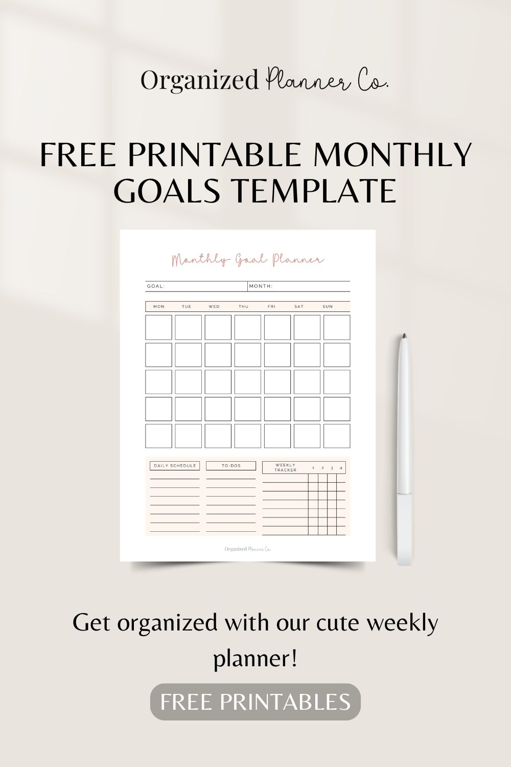 Monthly Goal Setting Planner Template (Free Printable ...