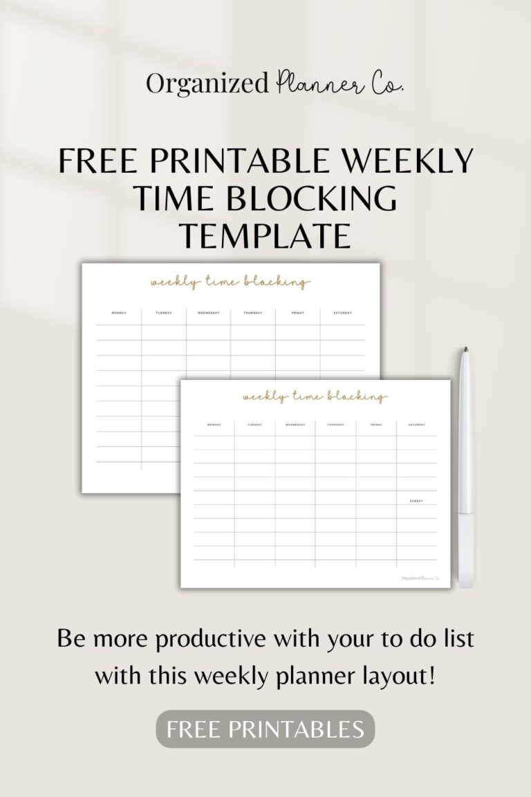 Free Printable Weekly Time Blocking Schedule Template ...