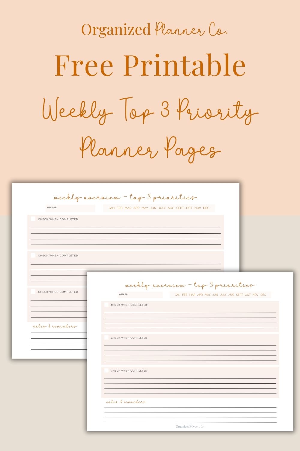 Weekly Overview Top 3 Priorities Printable to Stay Focused All Week ...
