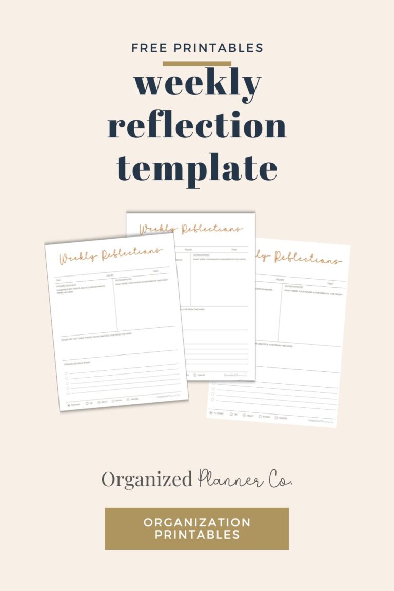 Free Weekly Reflection Planner Page (to Stay Grounded and Organized ...