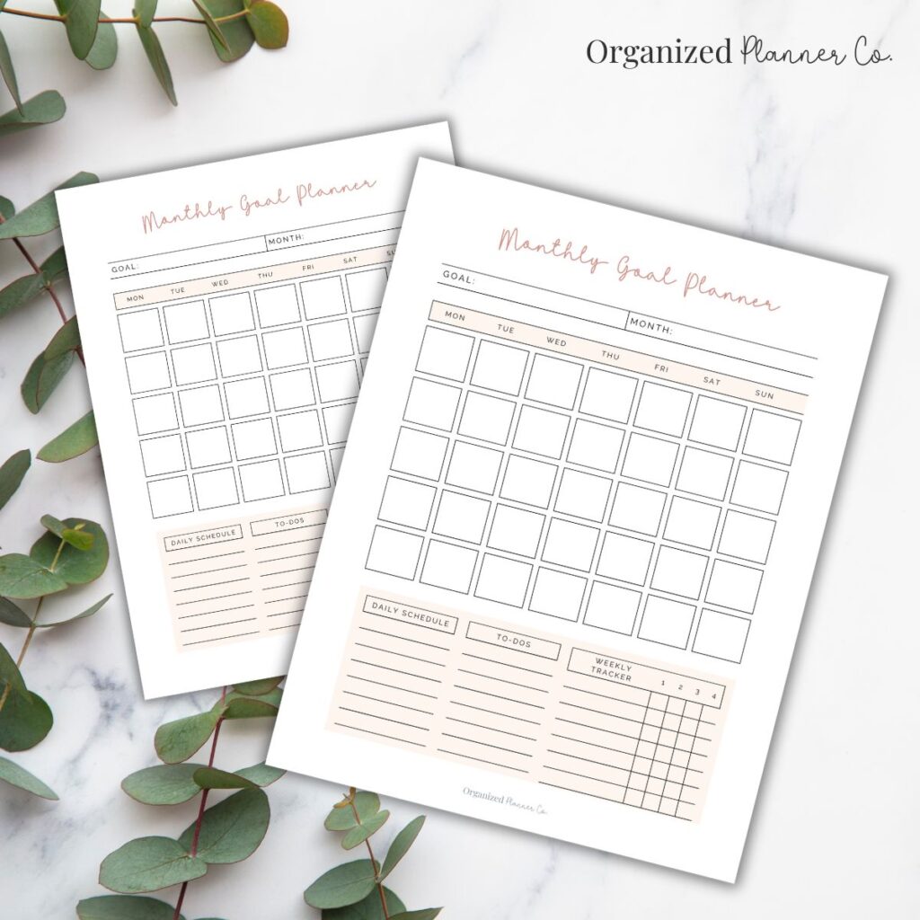 Monthly Goal Setting Planner Template (Free Printable ...