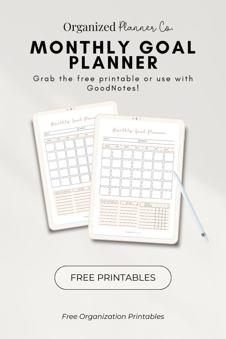 Monthly Goal Setting Planner Template (Free Printable ...