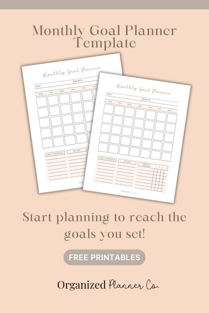 Monthly Goal Setting Planner Template (Free Printable ...
