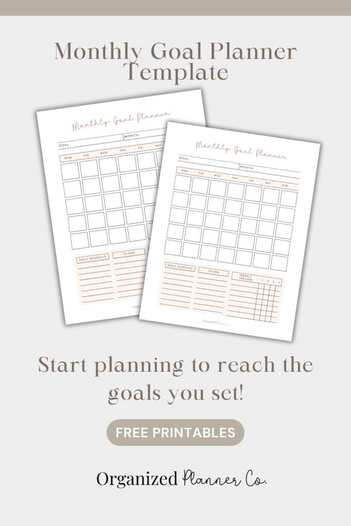 Monthly Goal Setting Planner Template (Free Printable ...