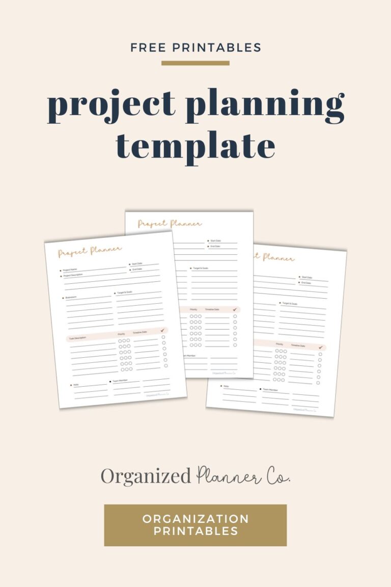 Free Printable Project Planner Worksheet - organizedplannerco.com