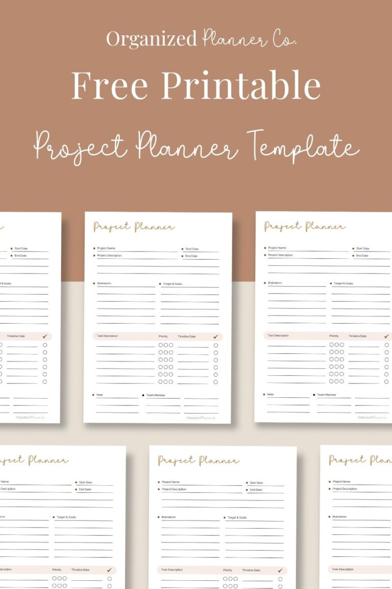 Free Printable Project Planner Worksheet - organizedplannerco.com