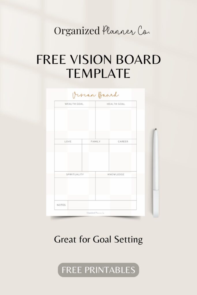 One Page Vision Board & Goal Setting Sheet (Free Printable ...