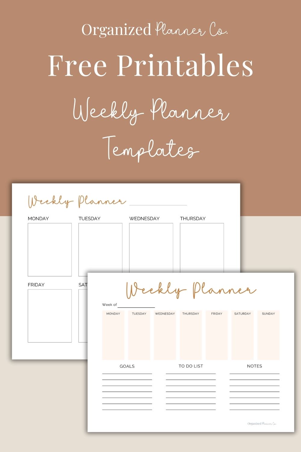 Weekly Planner Printables (2 Versions and FREE) - organizedplannerco.com