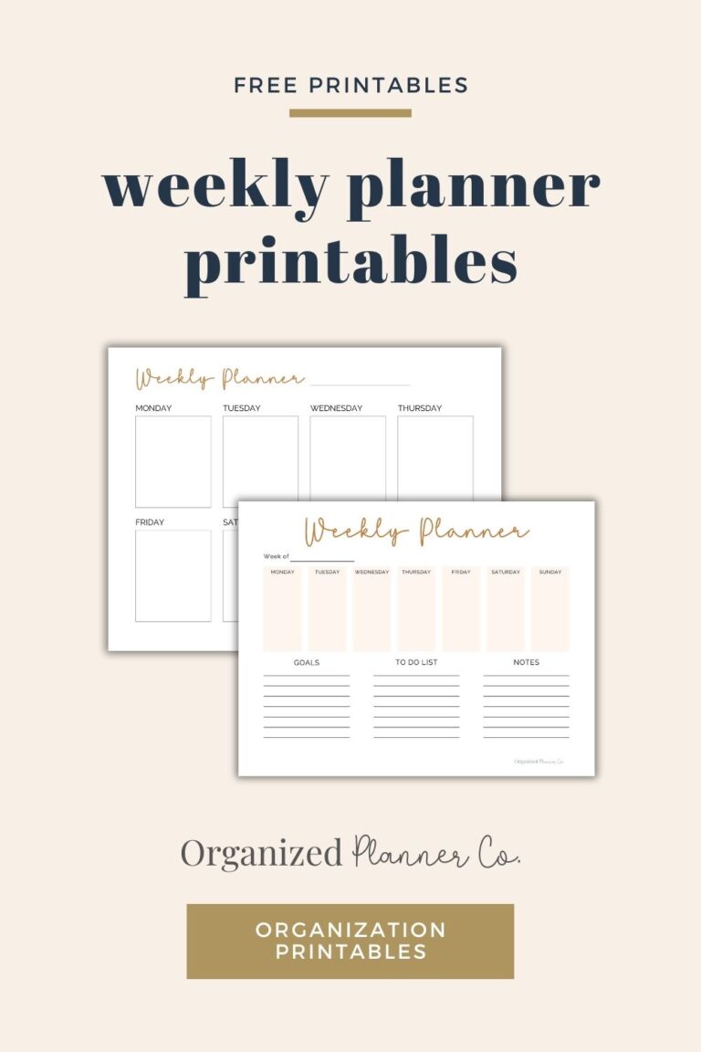 Weekly Planner Printables (2 Versions and FREE) - organizedplannerco.com