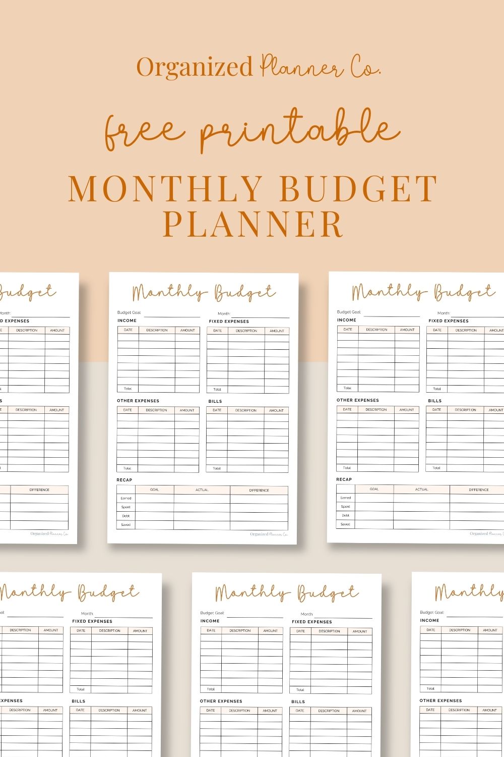 Free Printable Monthly Budget Worksheet - organizedplannerco.com